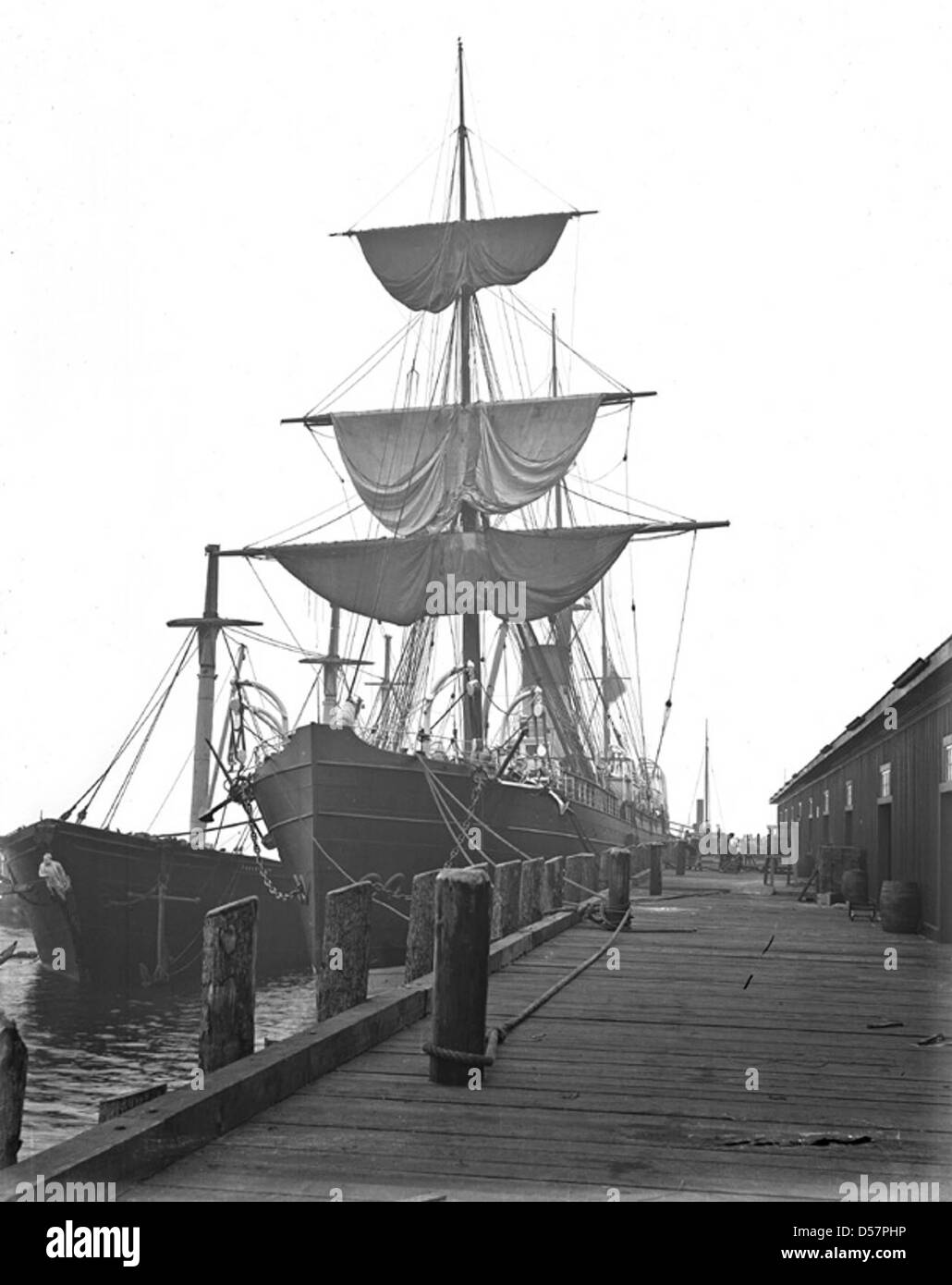 The S.S. 'Parthia', photographed in Vancouver, BC, in 1887. This ship ...