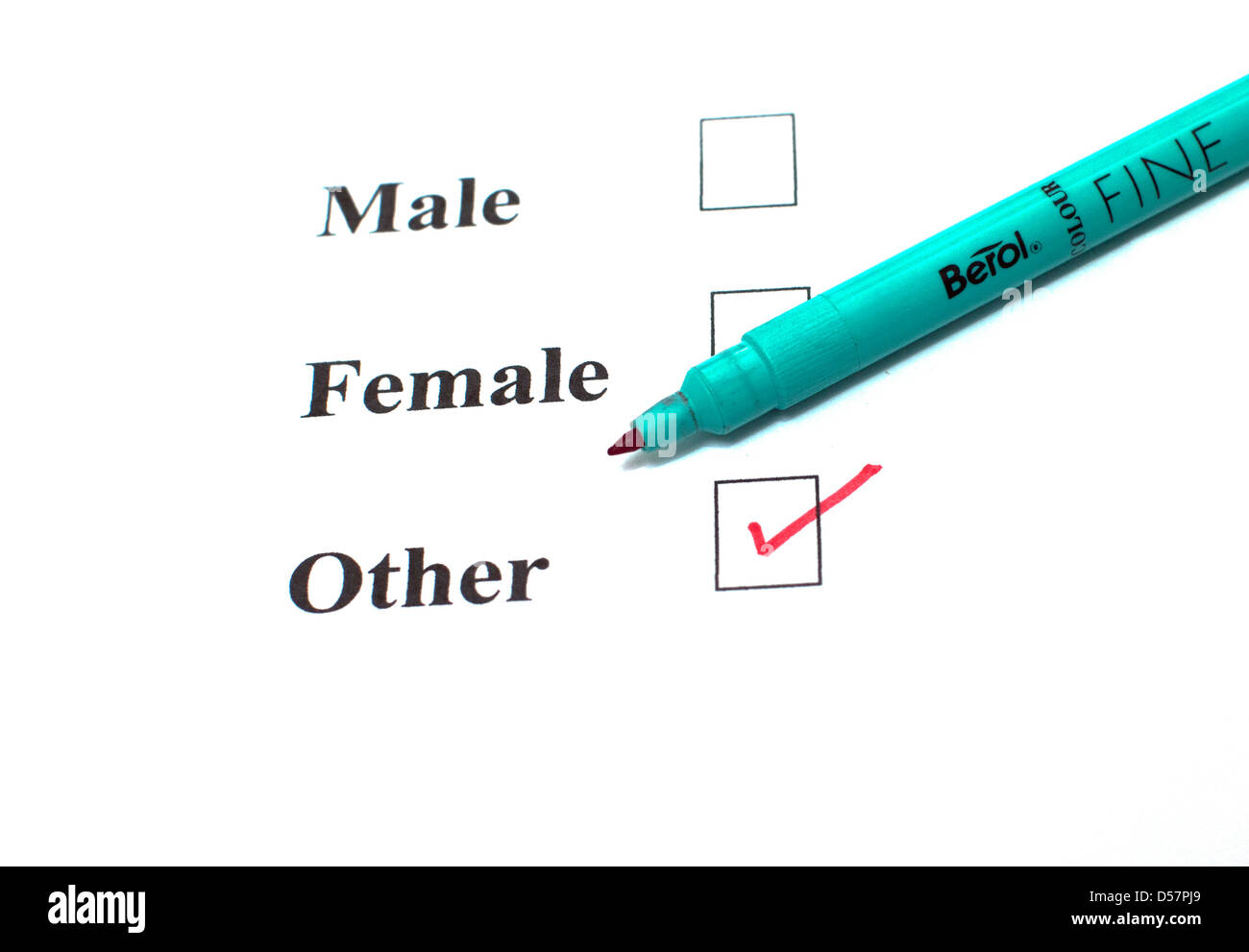 Tick box on form for gender, London - some people might choose "Other ...
