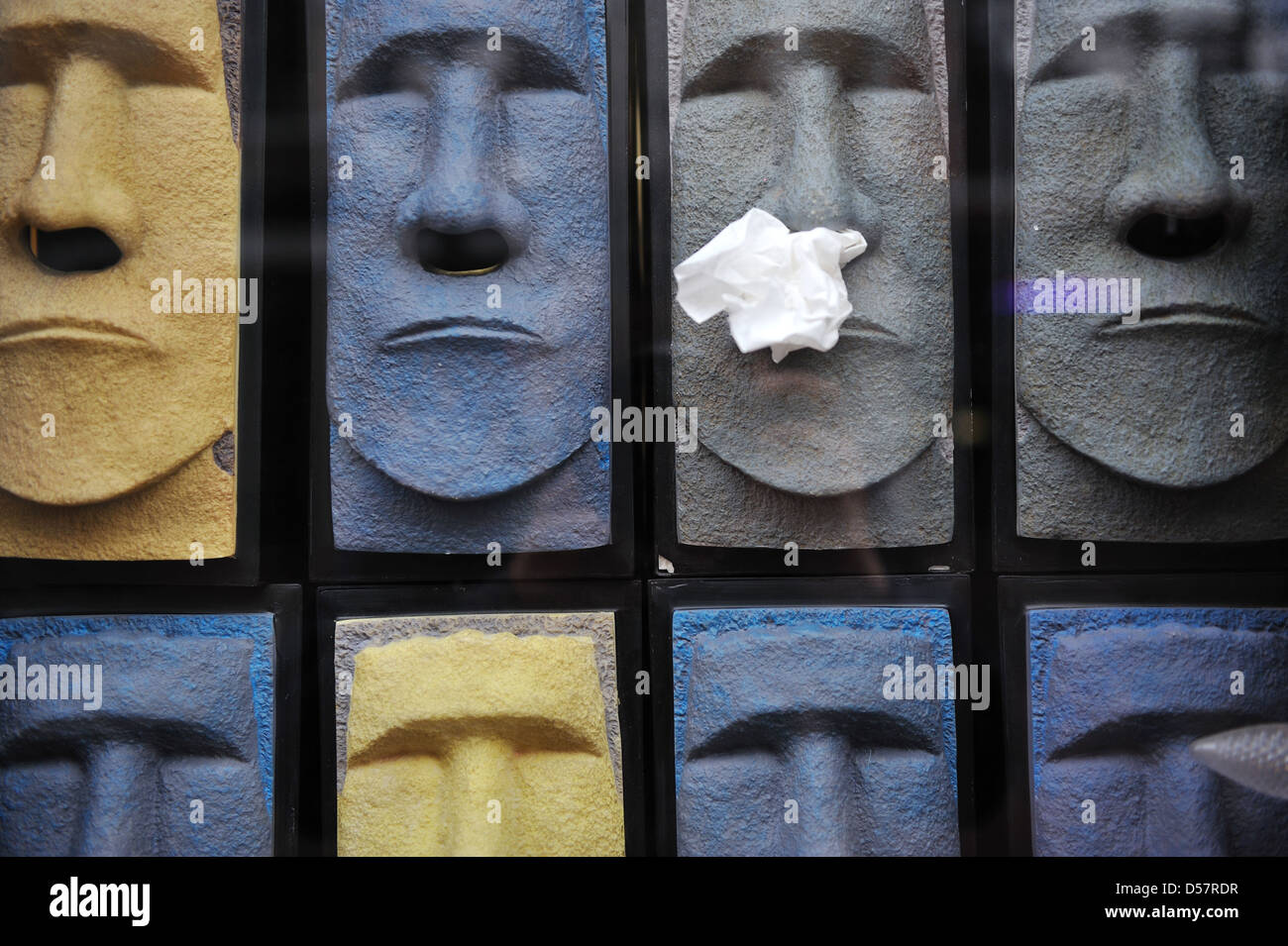 Eight paper towel boxes in a display windows Stock Photo - Alamy