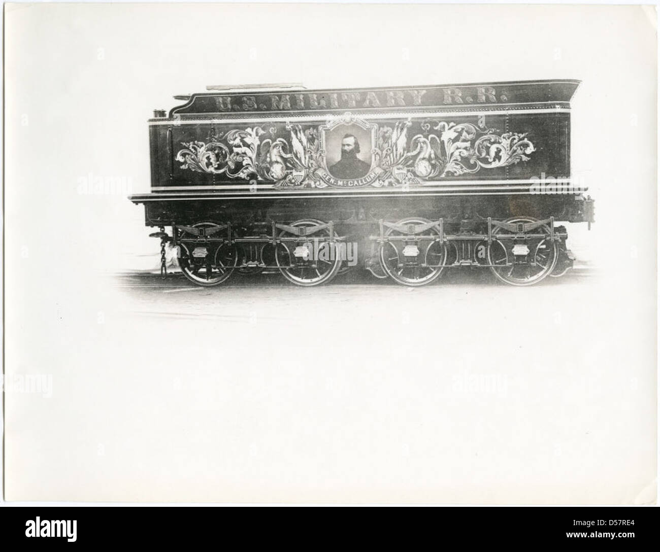 A historical image of a tender from the U.S. Military Railroad under ...