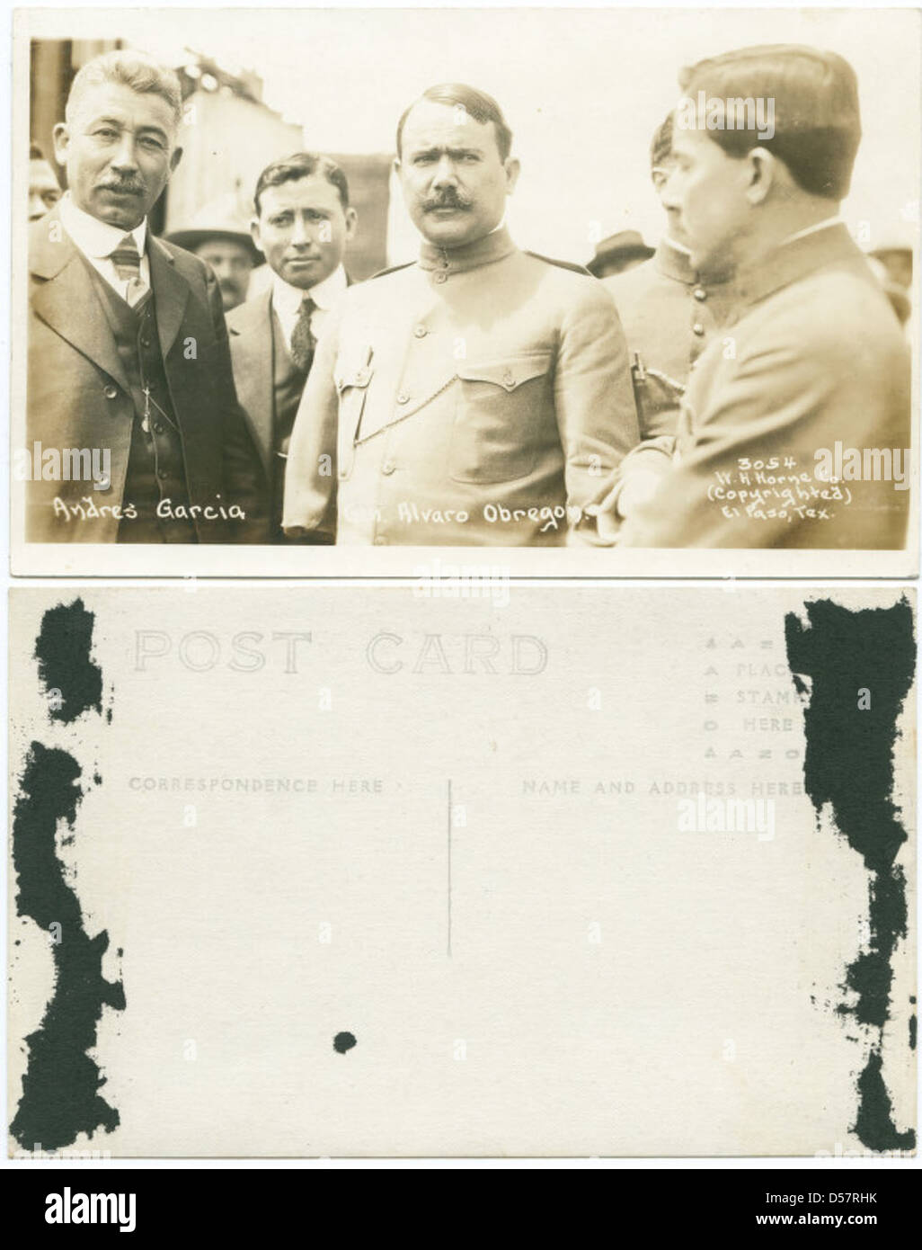 A vintage postcard featuring General Álvaro Obregón during the Mexican ...