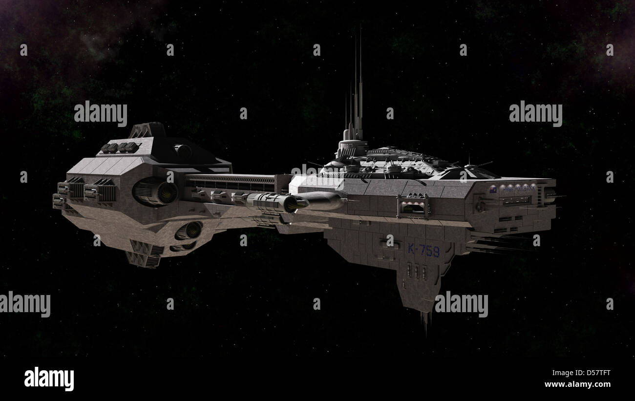 Science Fiction Gunship in Outer Space Stock Photo - Alamy