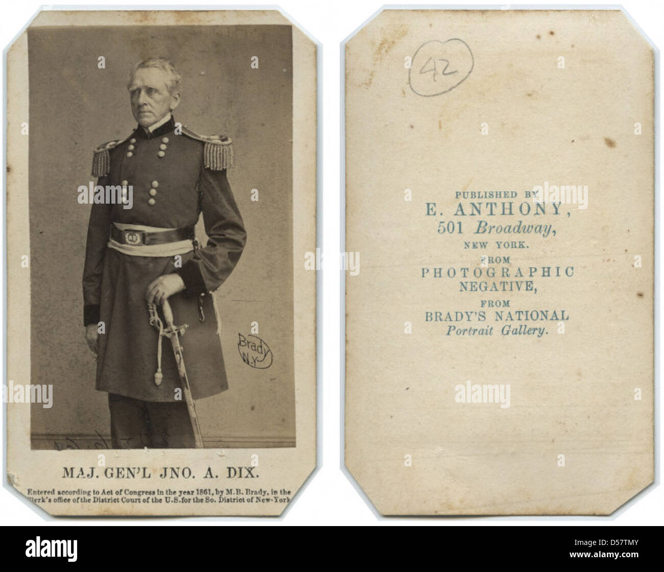 A portrait of Major General John A. Dix, a notable leader in the U.S ...