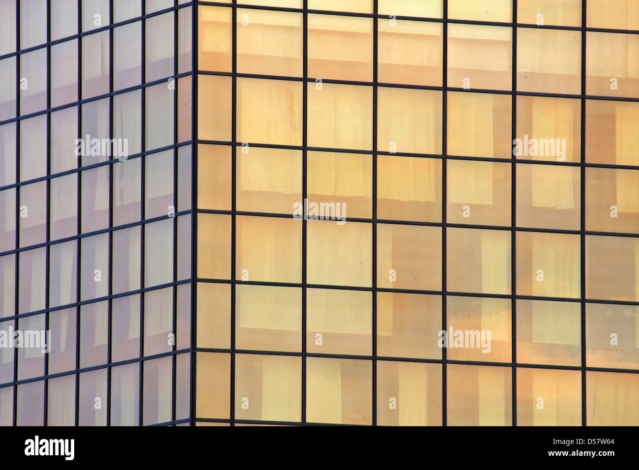 gigantic facade of a skyscraper with mirror golden glass of many ...