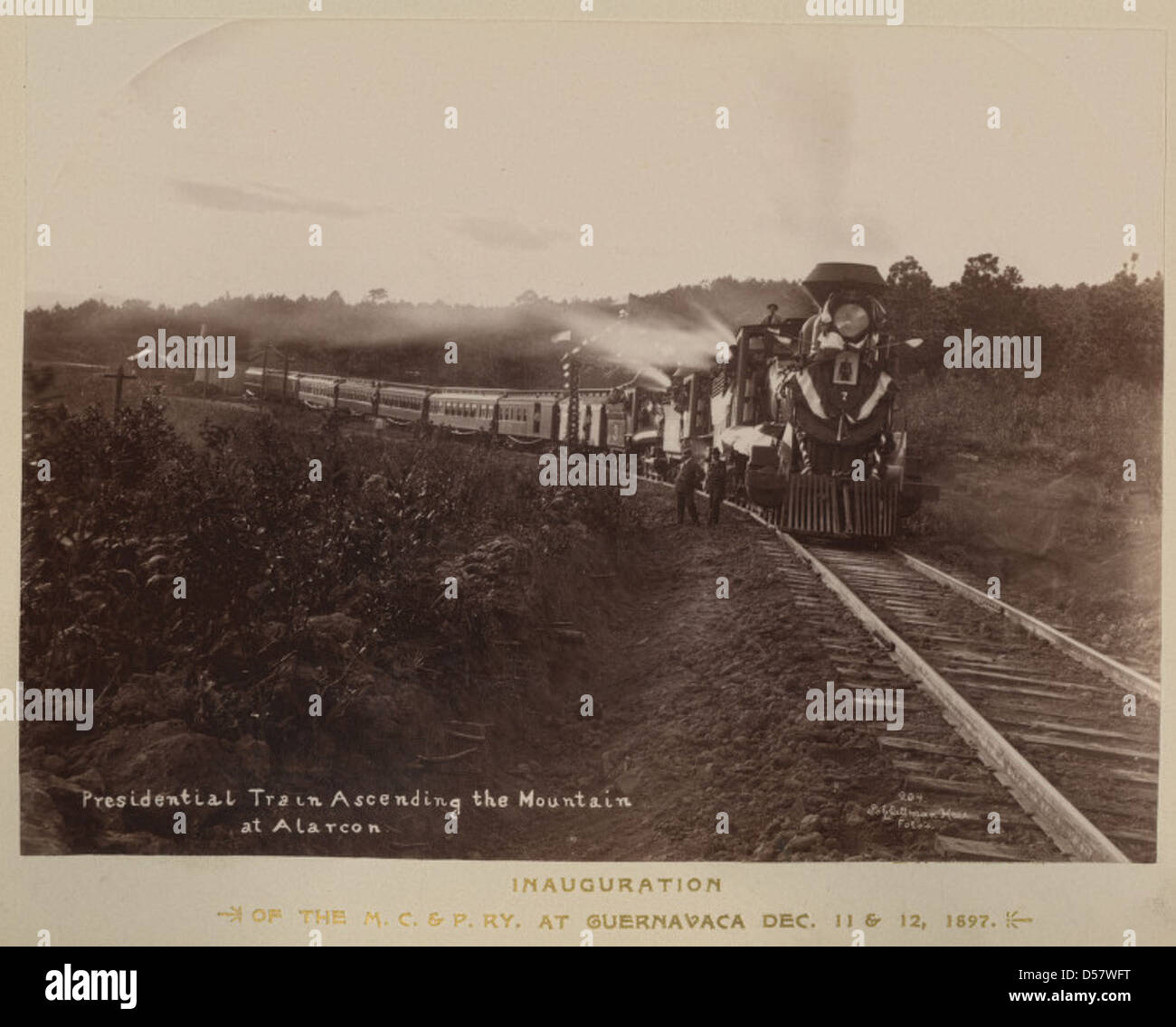 The presidential train ascends the mountain at Alarcon, Mexico, during ...