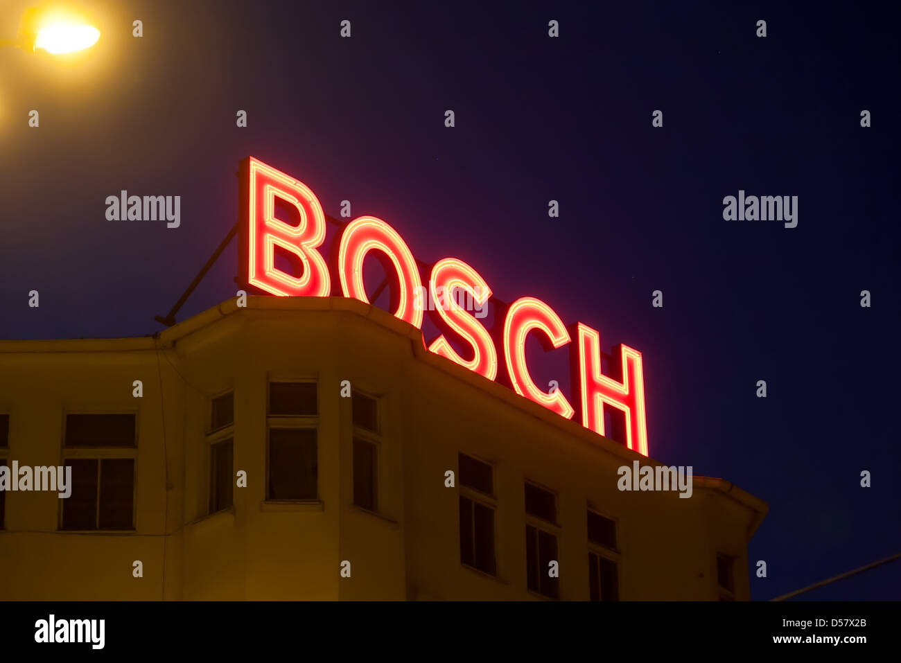 Poznan, Poland, Bosch neon sign Stock Photo - Alamy