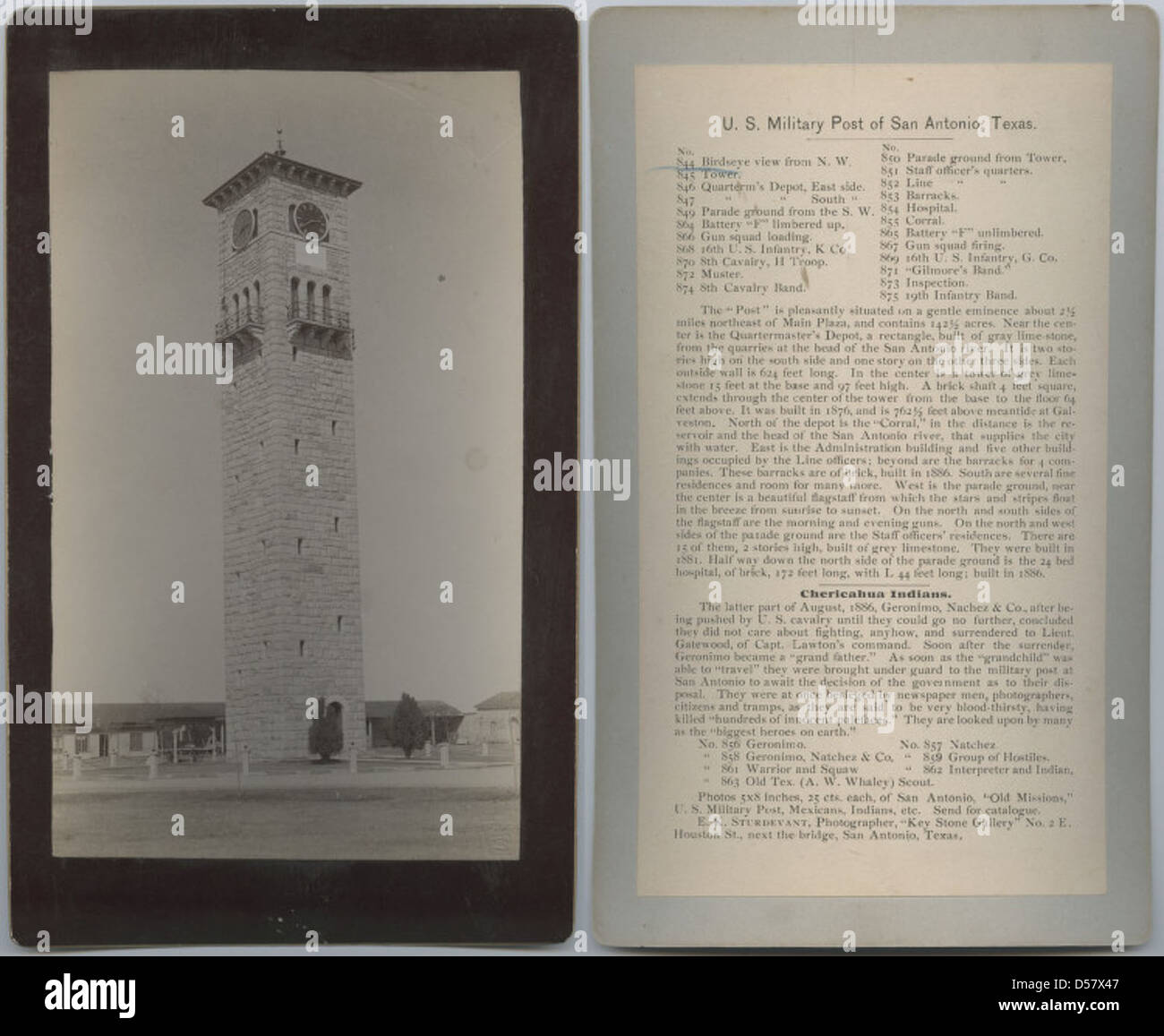 A historic photograph of a military tower in Texas, showcasing the ...