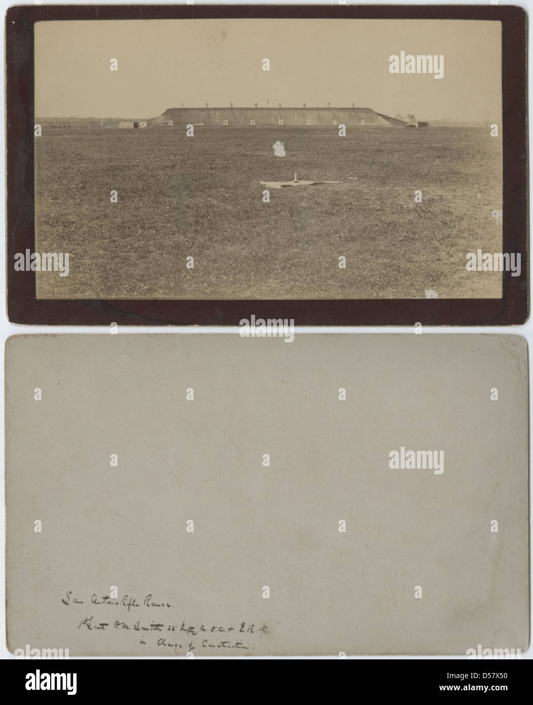 A photograph of the San Antonio Rifle Range in Texas, showing riflemen ...