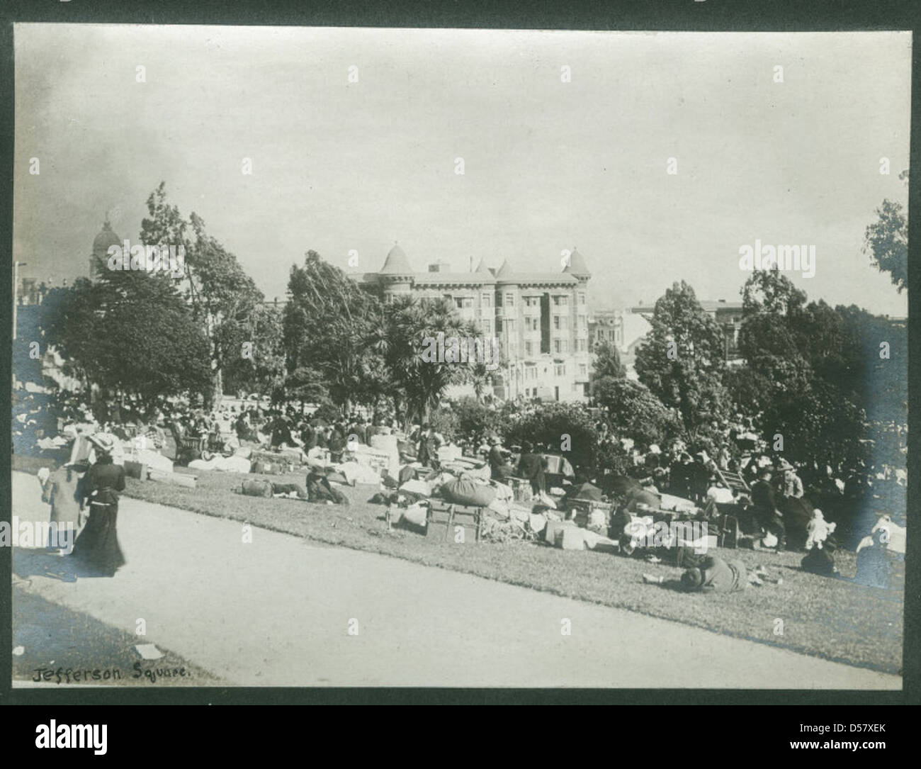A historic photograph of Jefferson Square in San Francisco after the ...