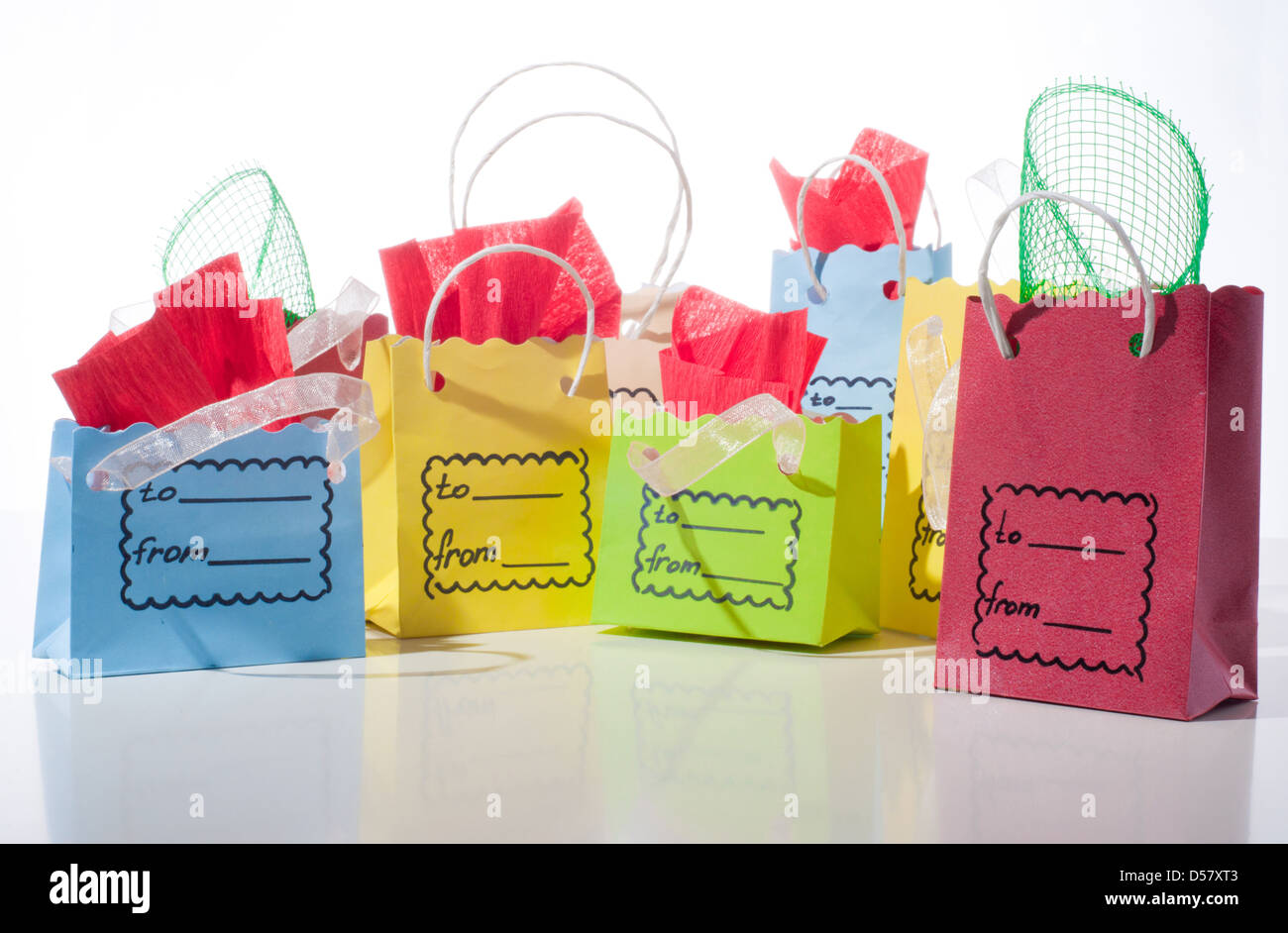 red green blue yellow package for gifts Stock Photo - Alamy