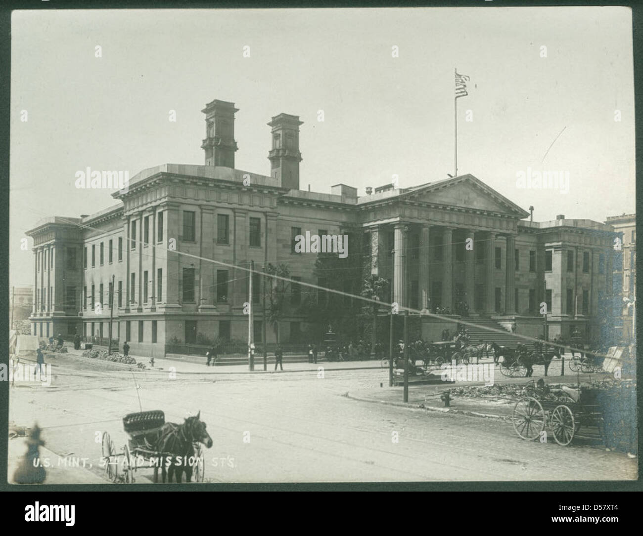 A historic photograph of the U.S. Mint building at 5th and Mission ...