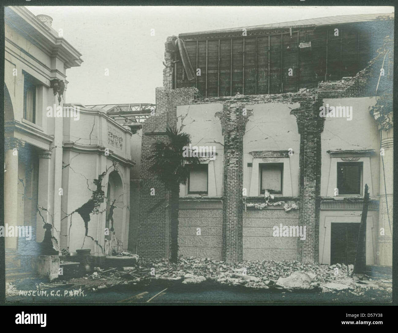 A photograph showing the damage to a museum in Golden Gate Park, San ...