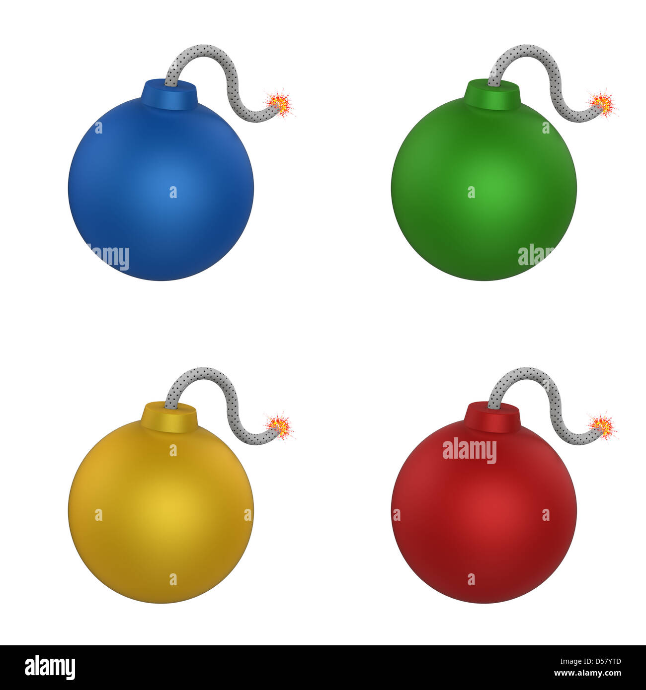 3D model of bomb in four color set isolated on white Stock Photo - Alamy