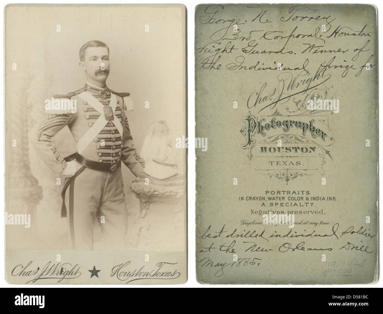 A portrait of George N. Torrey, 3rd Corporal of the Houston Light ...