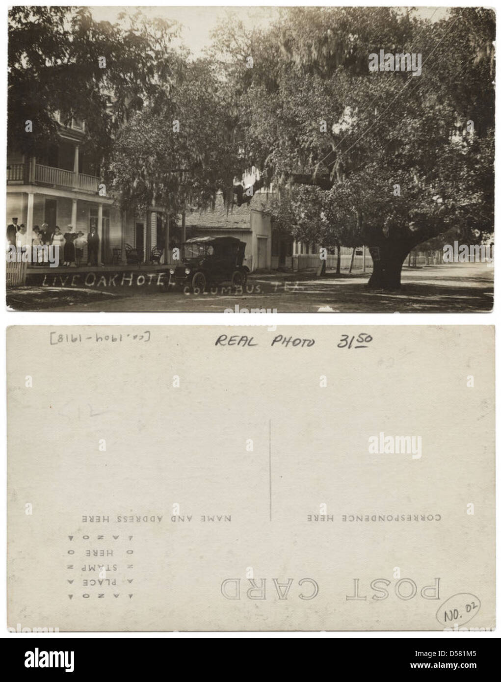 A real photographic postcard depicting the Live Oak Hotel in Columbus ...