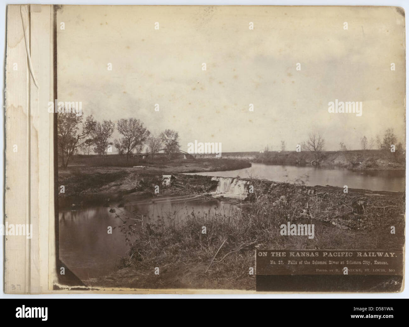 A historical image of the Falls of the Solomon River near Solomon City ...