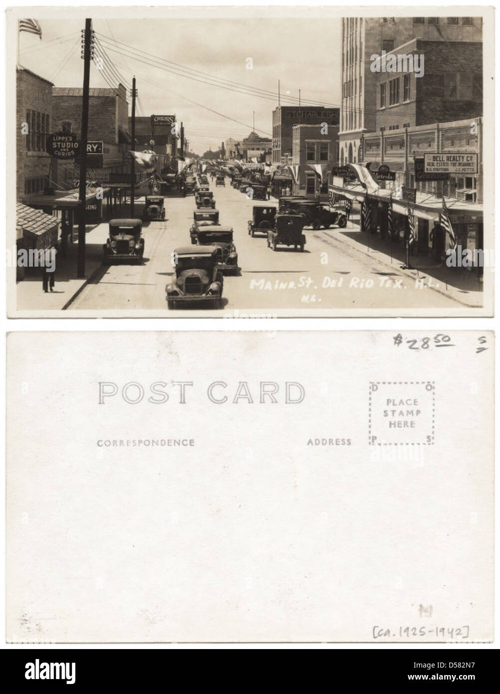 A historical photograph of Main Street in Del Rio, Texas, depicting ...