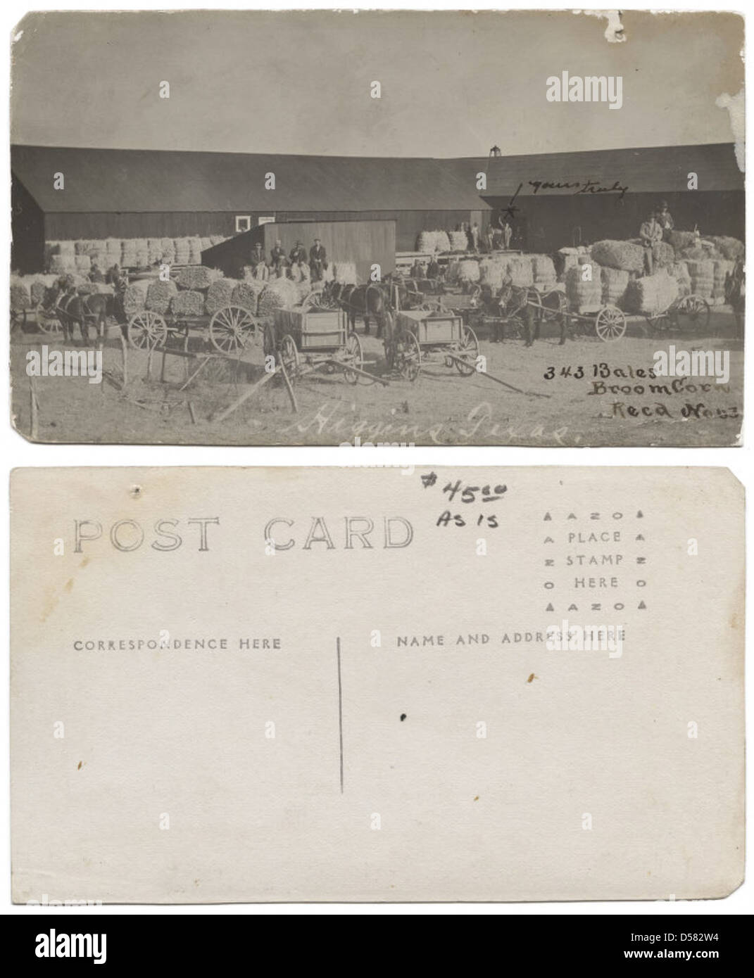 A real photographic postcard from Higgins, Texas, depicting a rural ...