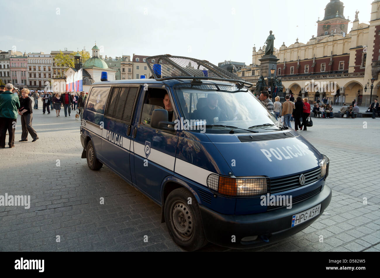 Krakow, Poland, police patrol on the main market, Rynek Glowny Stock ...
