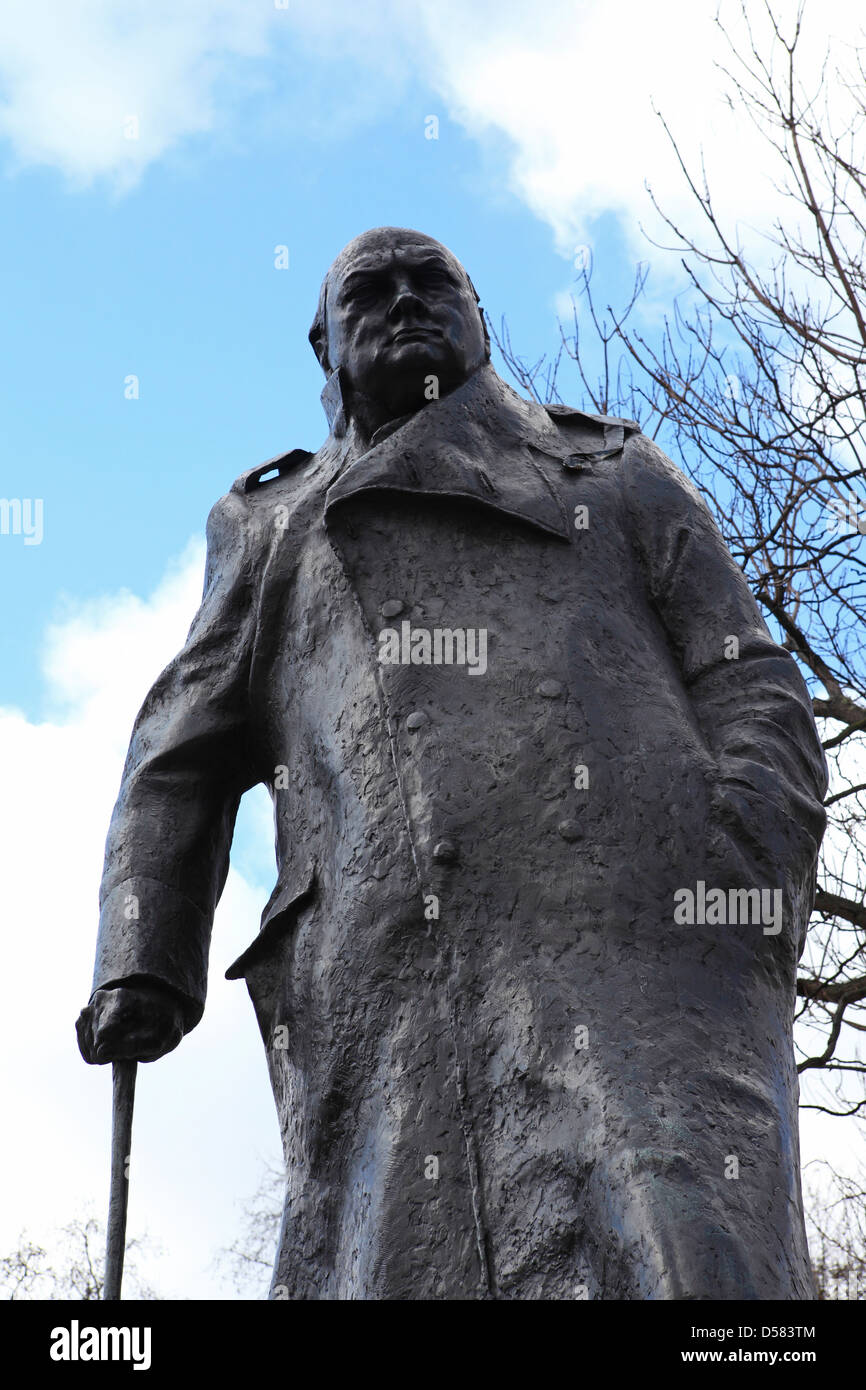 Statue of Sir Winston Churchill (1874 - 1965) in London, England Stock ...