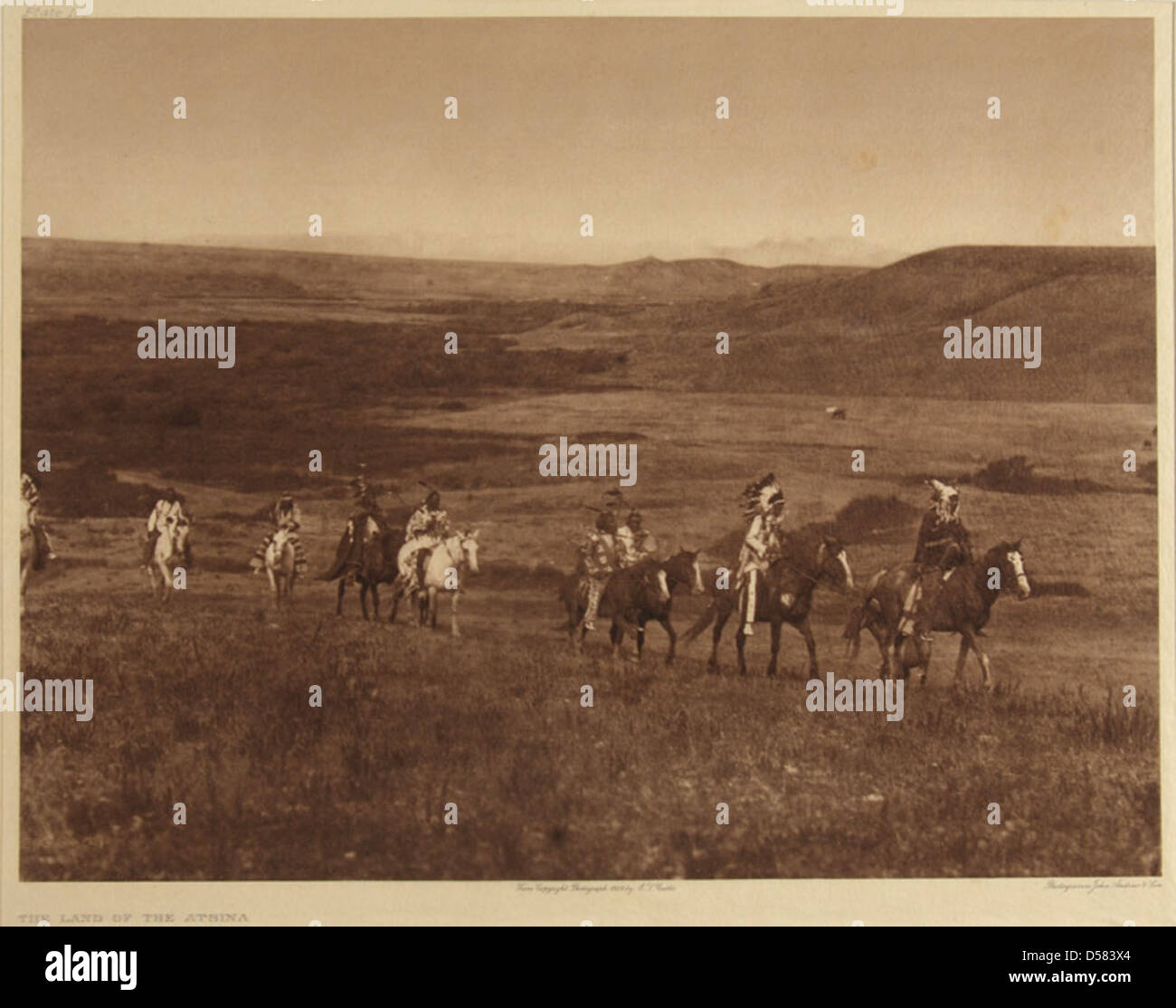 A photograph depicting the Atsina people in Canada in 1908. The image ...