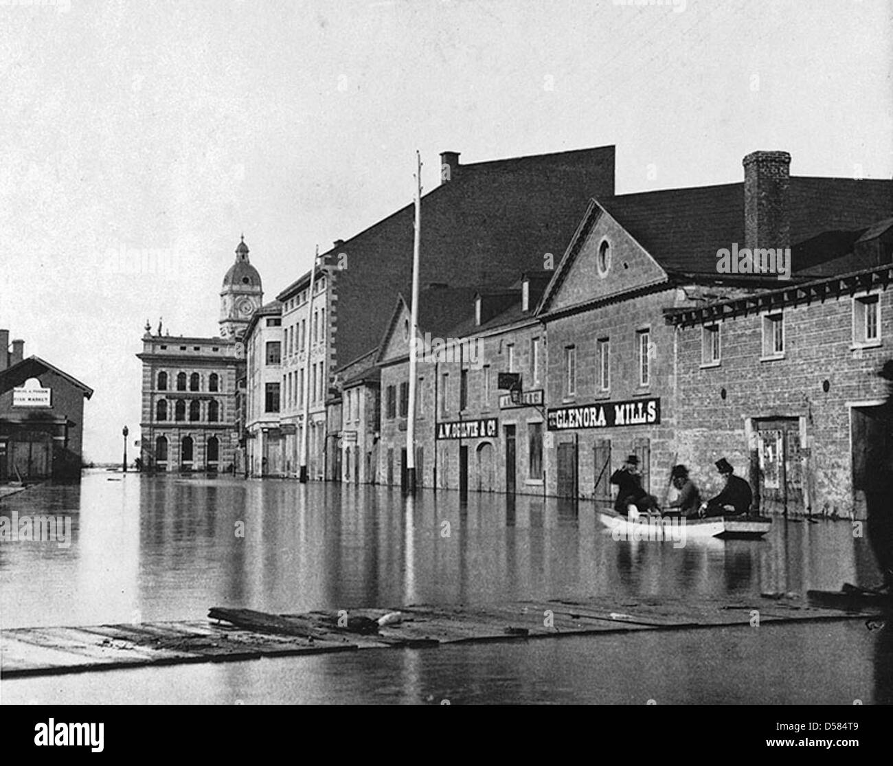 A historical photograph of Montreal’s Custom House and Foundling Street ...