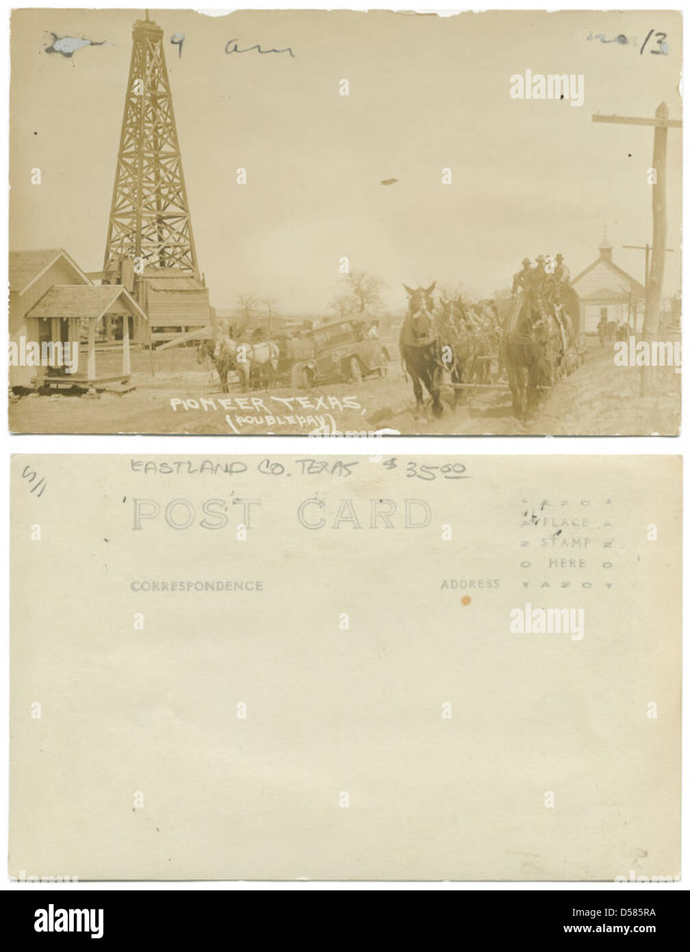 This real photographic postcard shows a scene in Pioneer, Texas ...