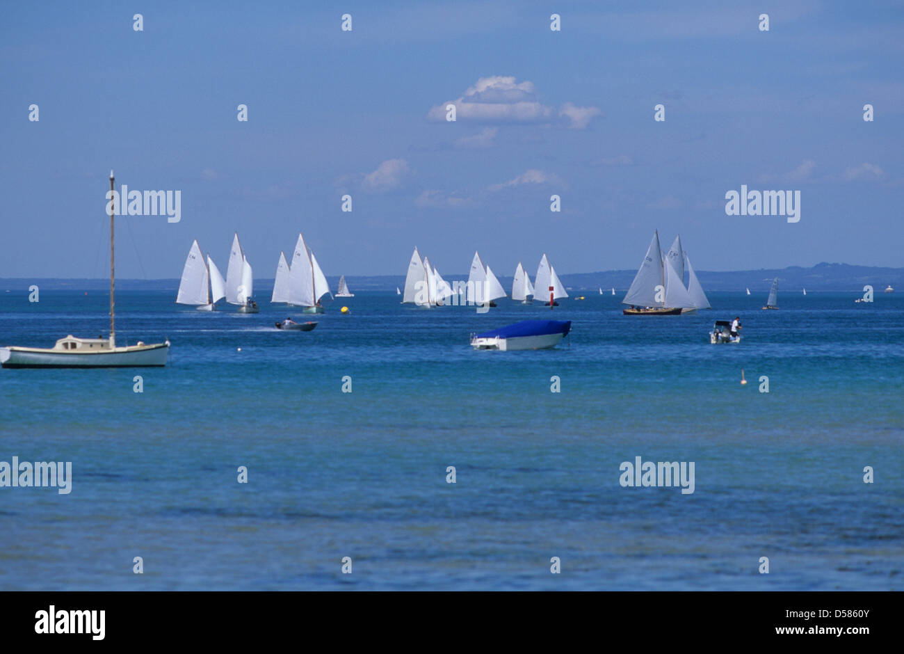 Australia, Victoria, Melbourne, sail boats on Port Phillip bay near ...