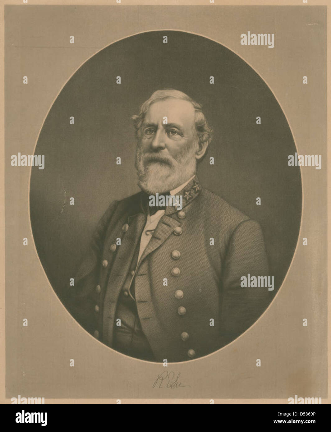 A historical portrait of General Robert E. Lee, a prominent Confederate ...