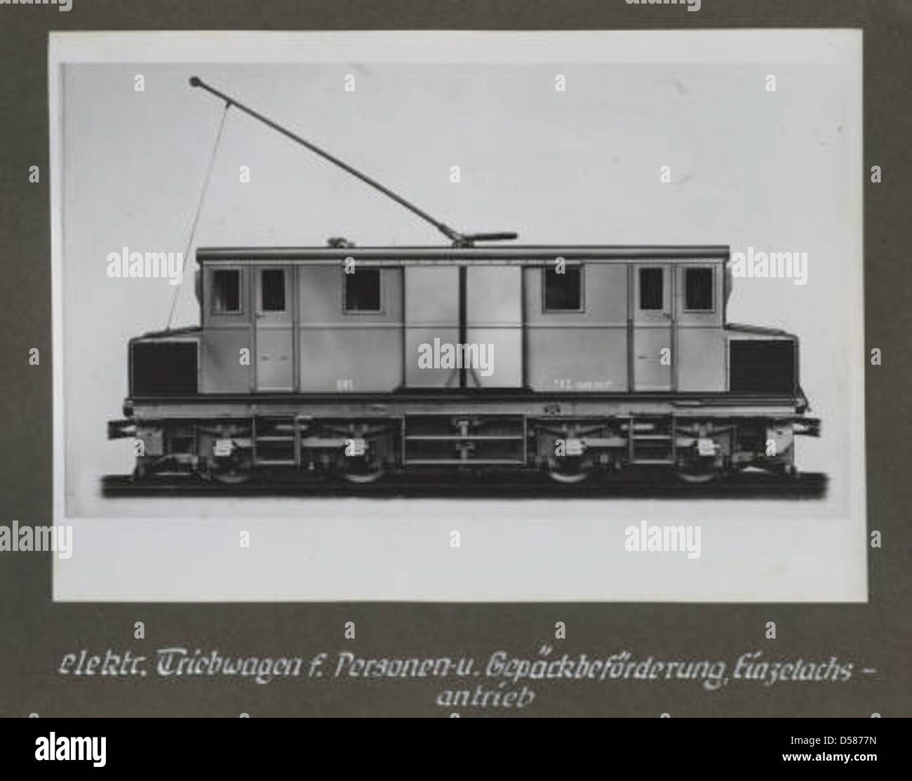 A photograph of an electric train (Elektrische Triebwagen) in Germany ...