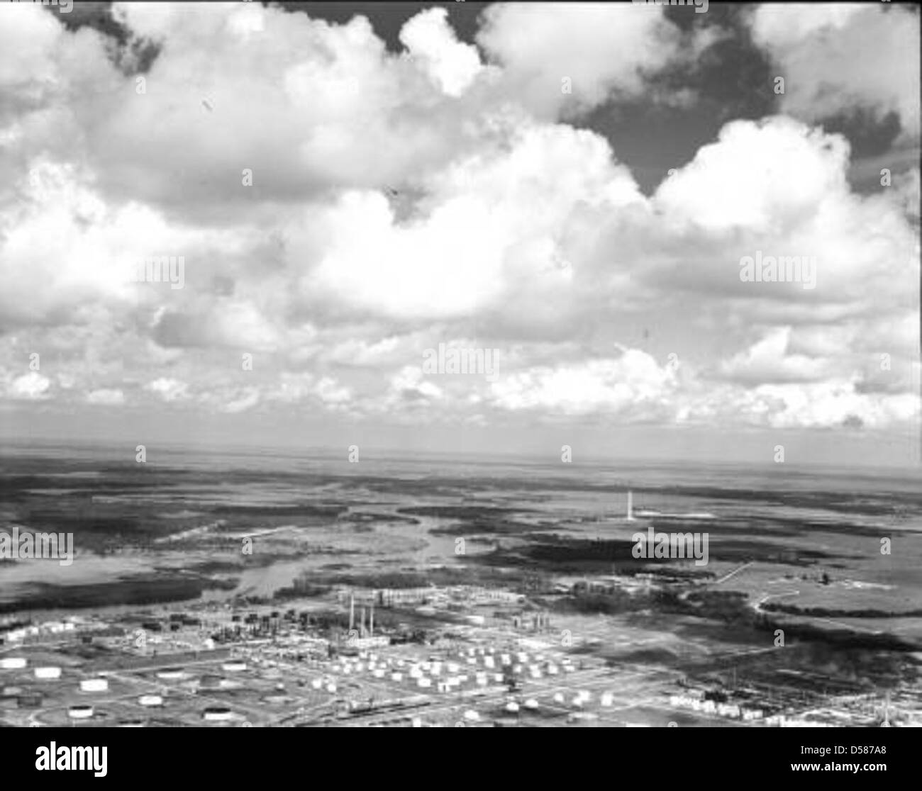 Aerial photograph of Shell Oil Co. facilities in Texas, showcasing the ...