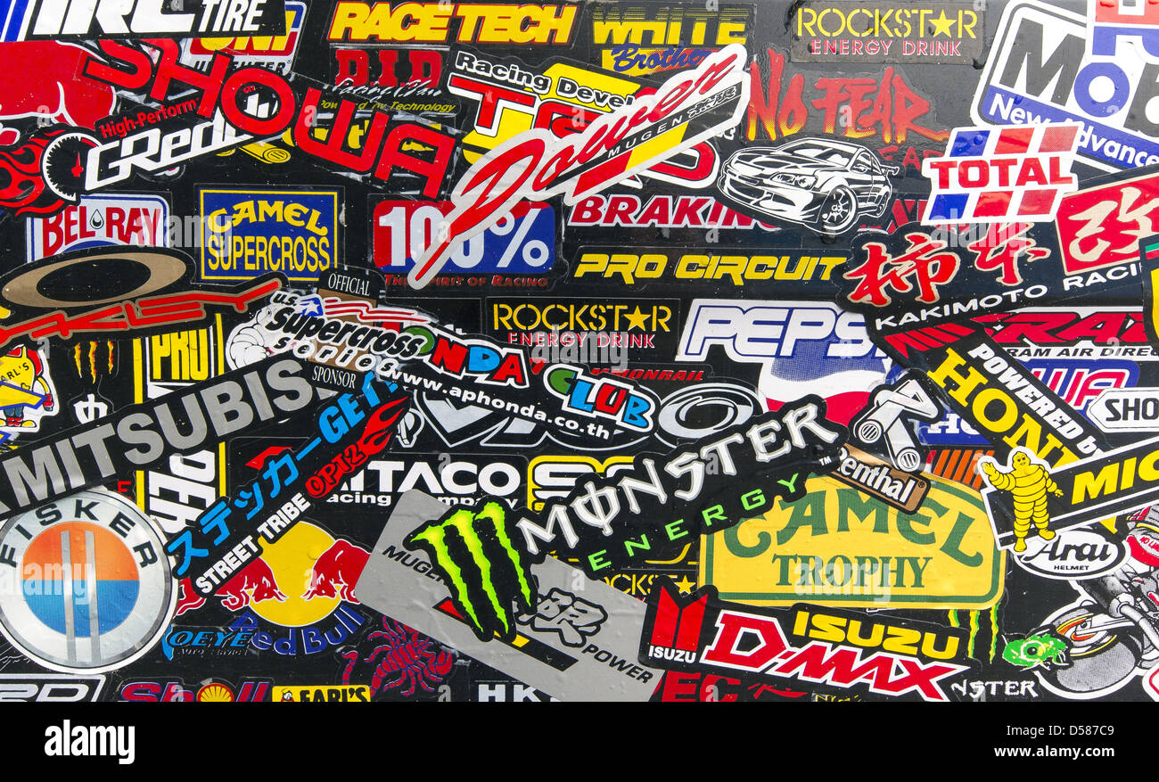 Racing stickers on the side on van Stock Photo - Alamy