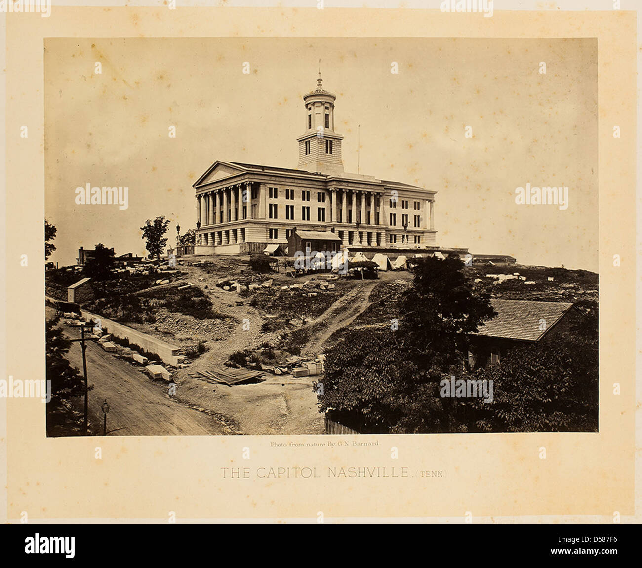 This photograph depicts the Tennessee State Capitol in Nashville, with ...