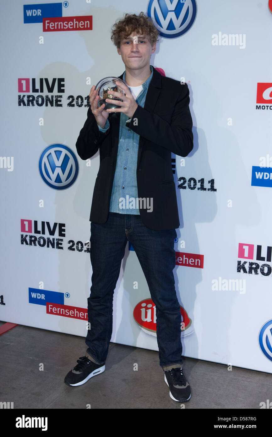 Tim Bendzko at 1Live Krone Awards at Jahrhunderthallepress room. Bochum ...