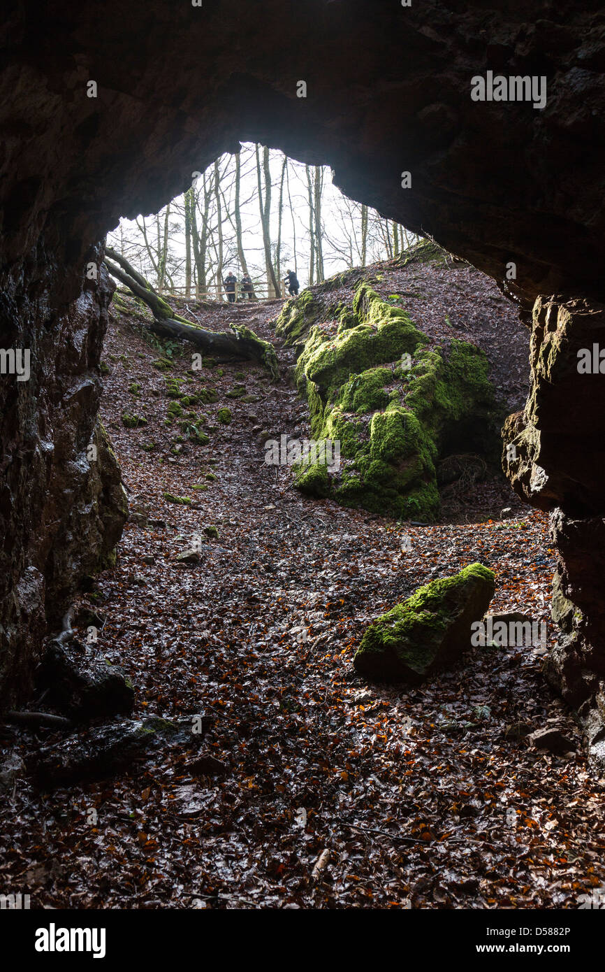 Entrance to ancient iron mine known as Three Bears Cave Fforest Fawr ...
