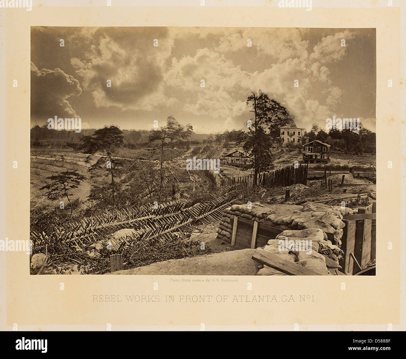 This historical image shows the works of Confederate forces in front of ...