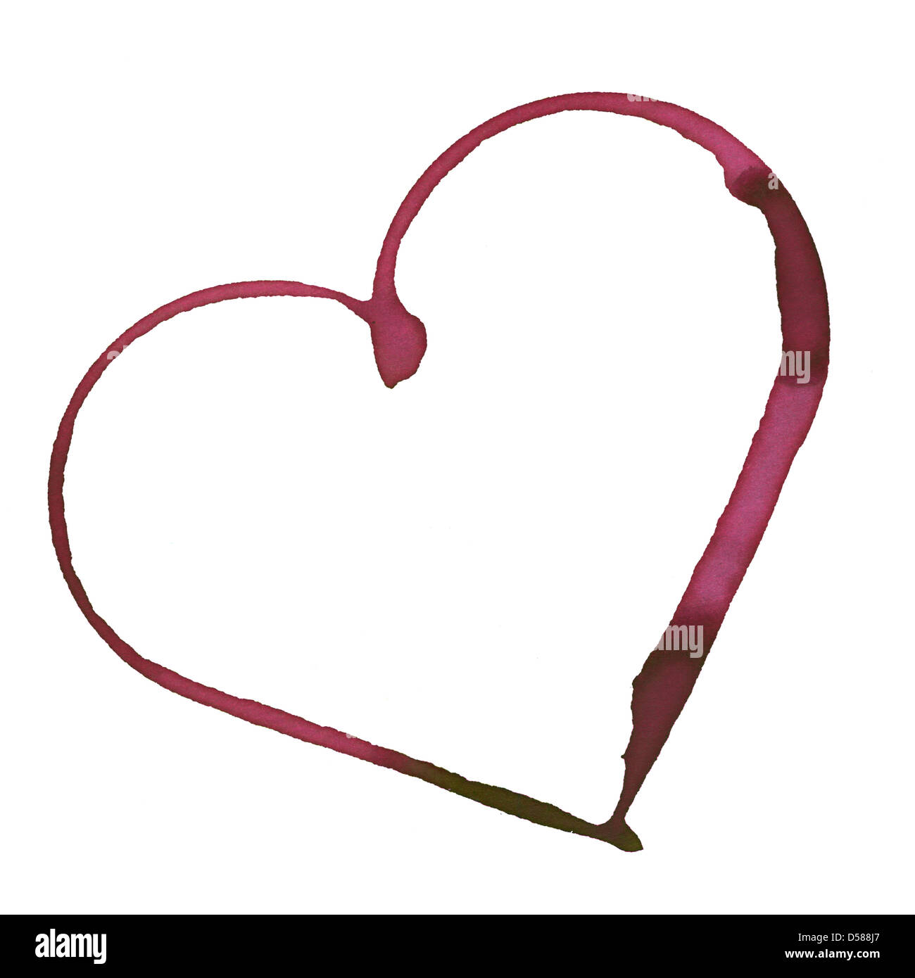 heart shape made with stain from wine glass Stock Photo - Alamy