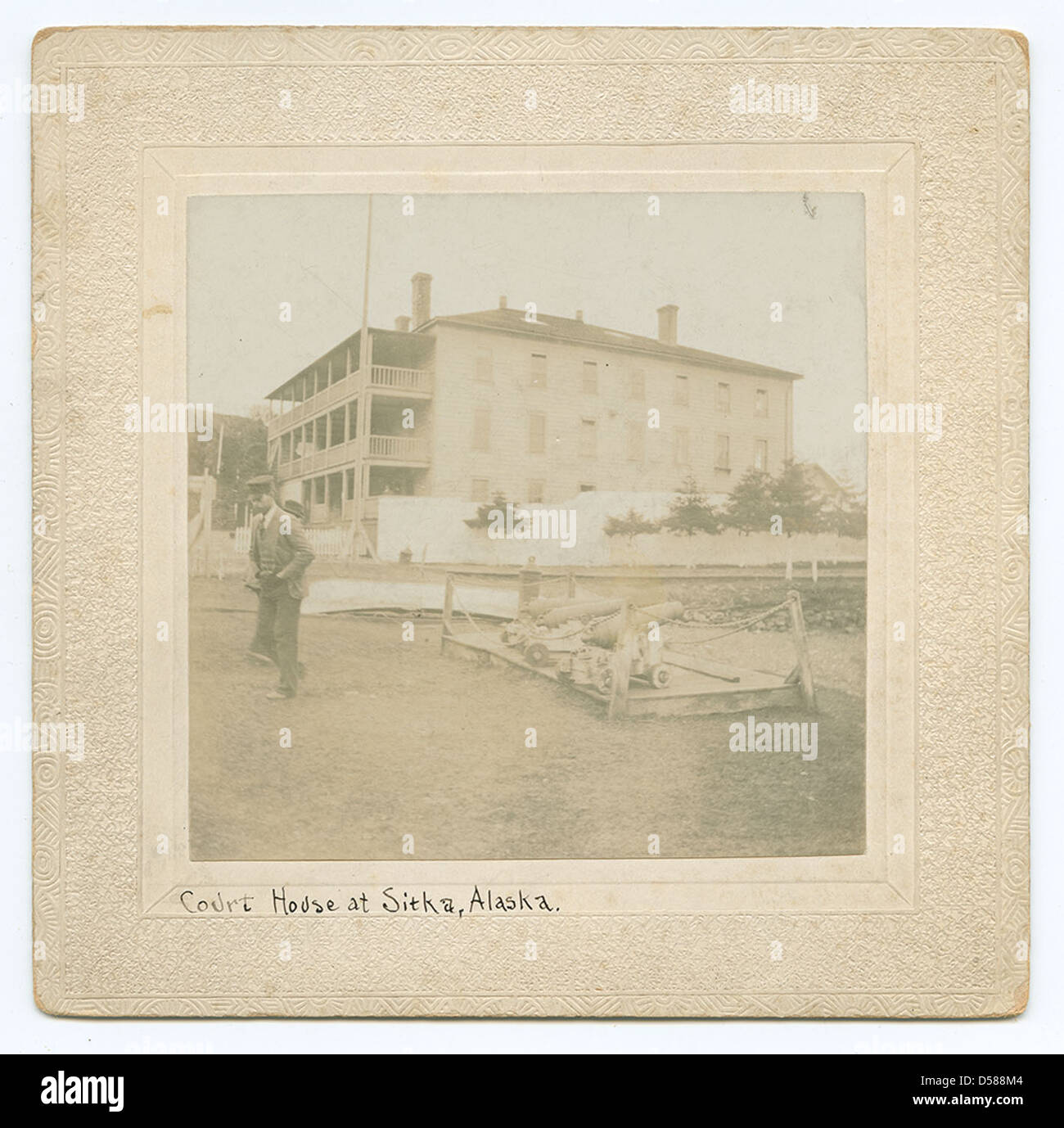This historical photograph shows the courthouse in Sitka, Alaska ...