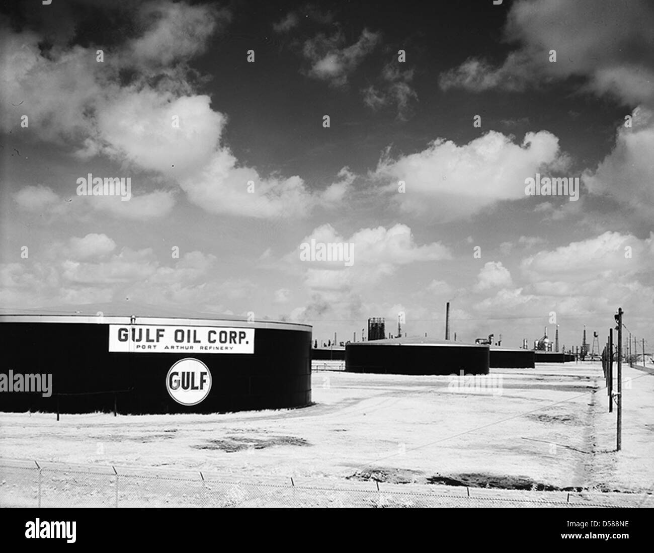 A photograph of the Gulf Oil Corporation’s Tank Farm at the Port Arthur ...