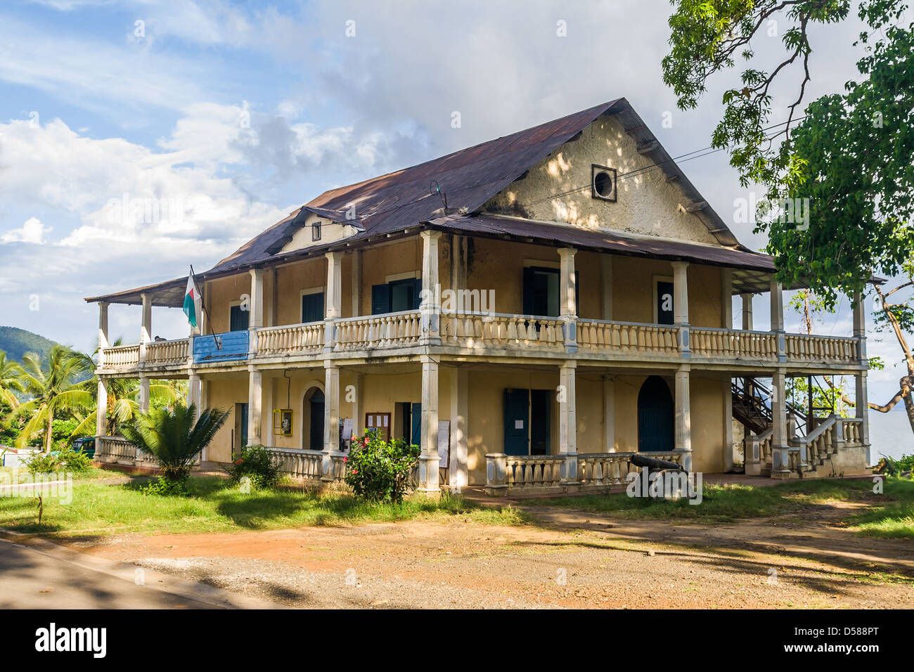 Colonial building in Hell Ville, Nosy Be island, northern of Madagascar ...