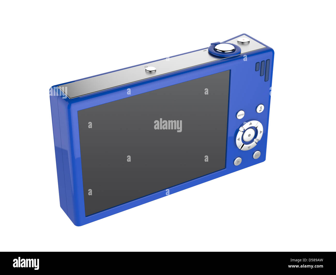 Back view of blue digital camera Stock Photo - Alamy