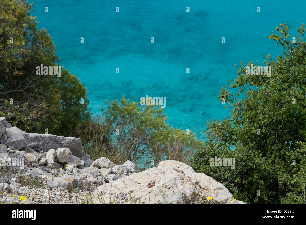 The blue waters of the Turquoise coast in Oludeniz, Turkey Stock Photo ...
