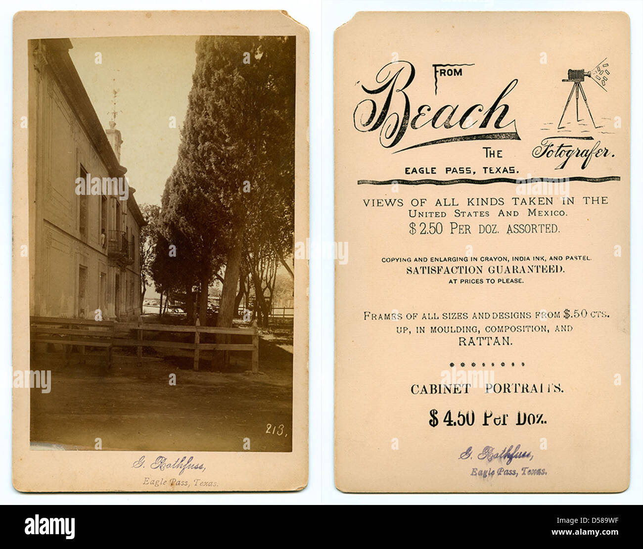 A historical street view showing the facade of a building in Mexico ...