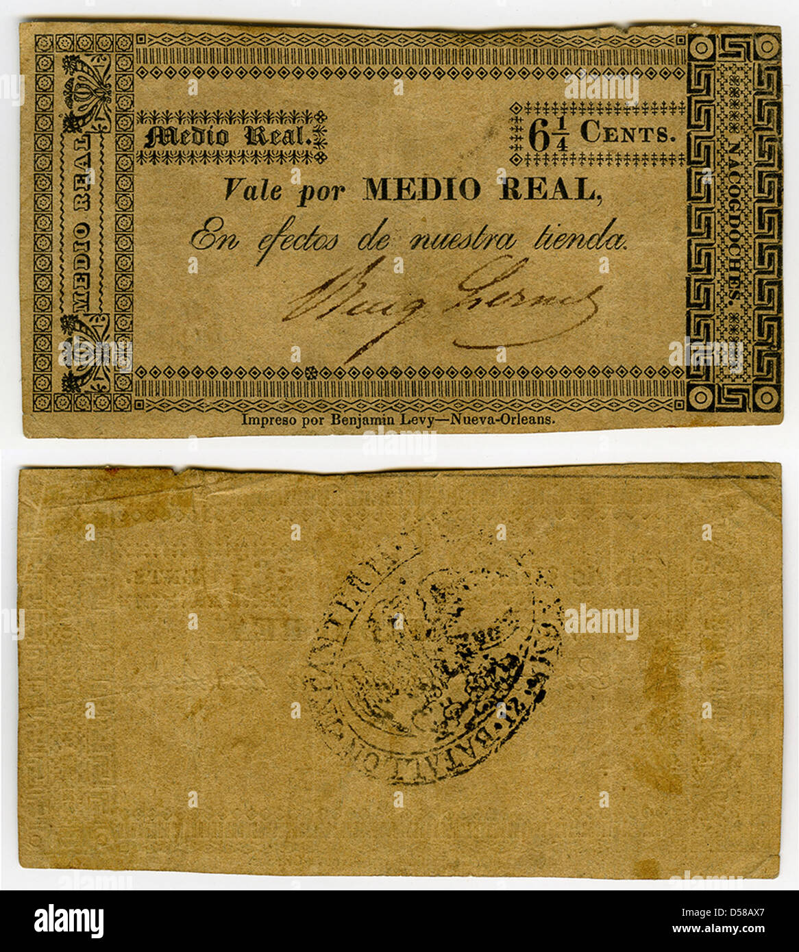 A private scrip issued by Rueg Brothers for 6-1/4 cents, used in ...