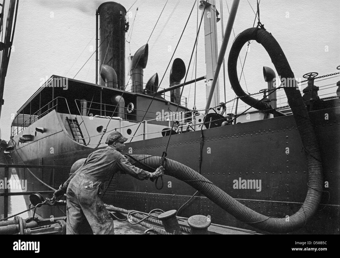 Old oil tanker ship Black and White Stock Photos & Images - Alamy