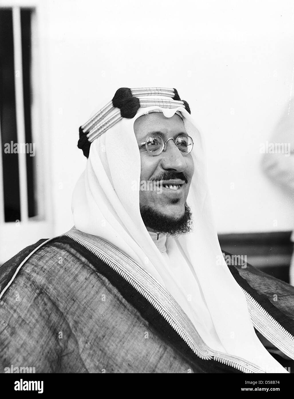 A photograph of Emir Saud of Saudi Arabia with representatives of the ...