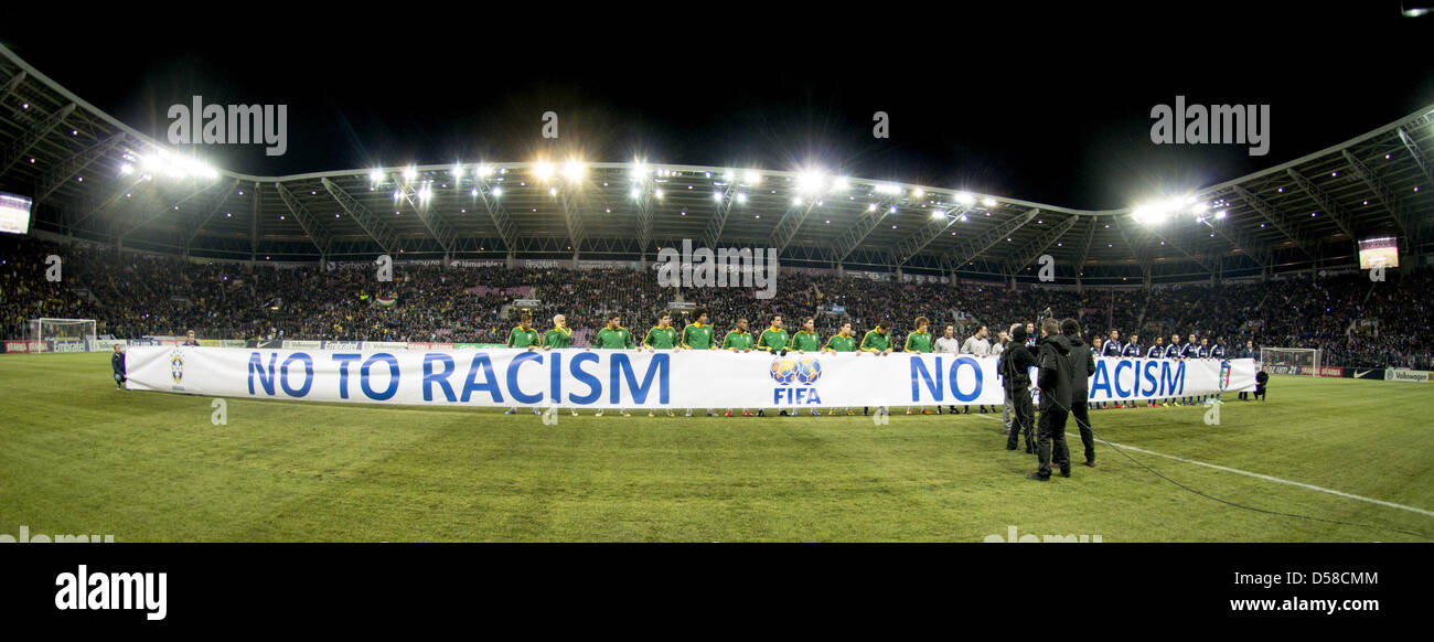 Two team groups, MARCH 21, 2013 - Football / Soccer : Players shows ...