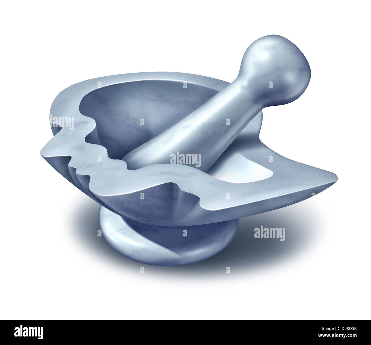 Brain medicine and psychiatric Drugs medical concept with a mortar and ...