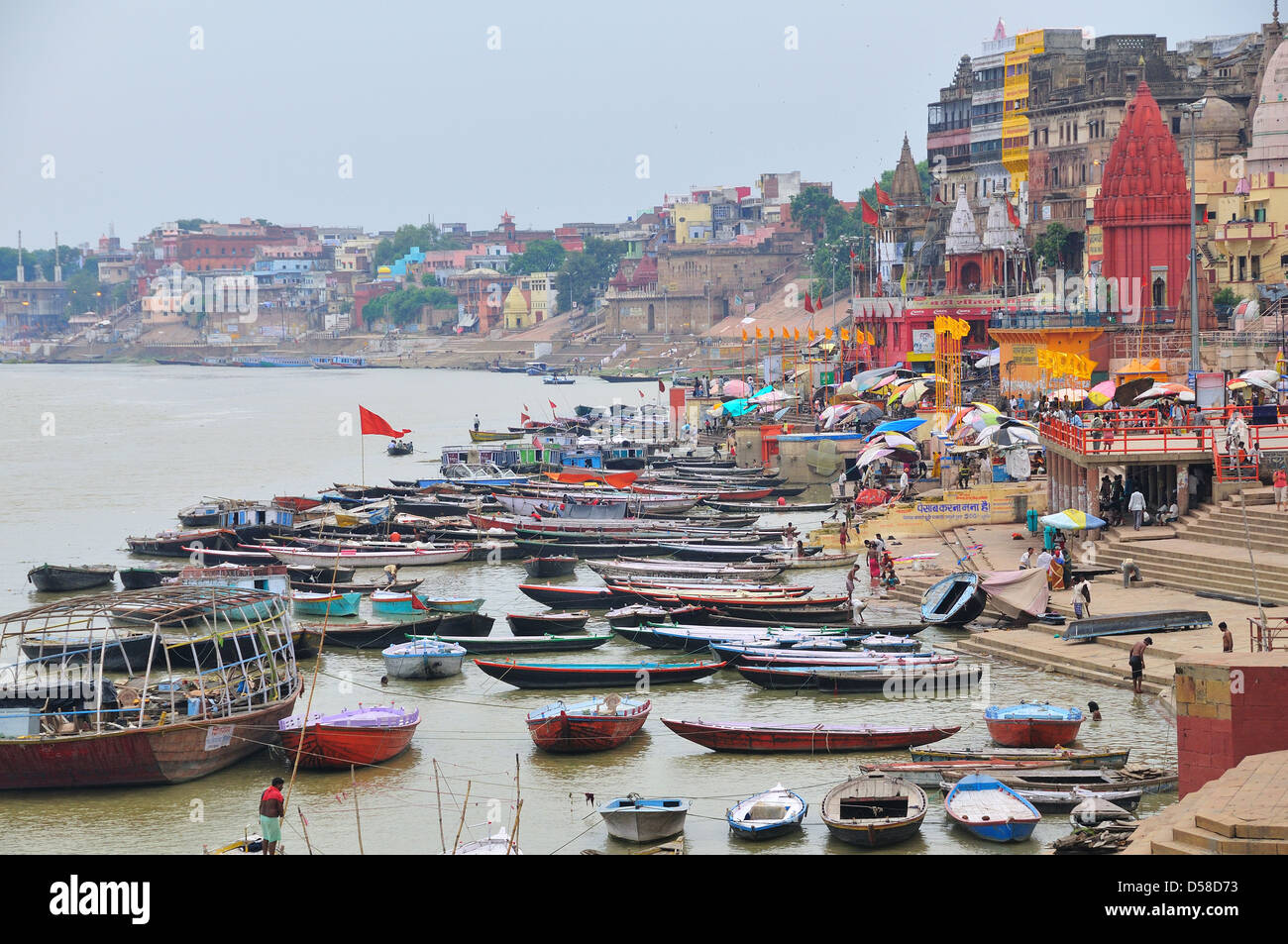 View of Dasaswamedh main ghat in Varanasi Stock Photo - Alamy