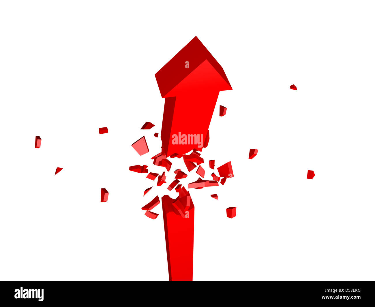 3d render illustration of red arrow breaks apart Stock Photo - Alamy